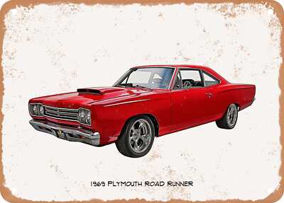 Classic Car Art - 1969 Plymouth Road Runner Oil Painting - Rusty Look ...