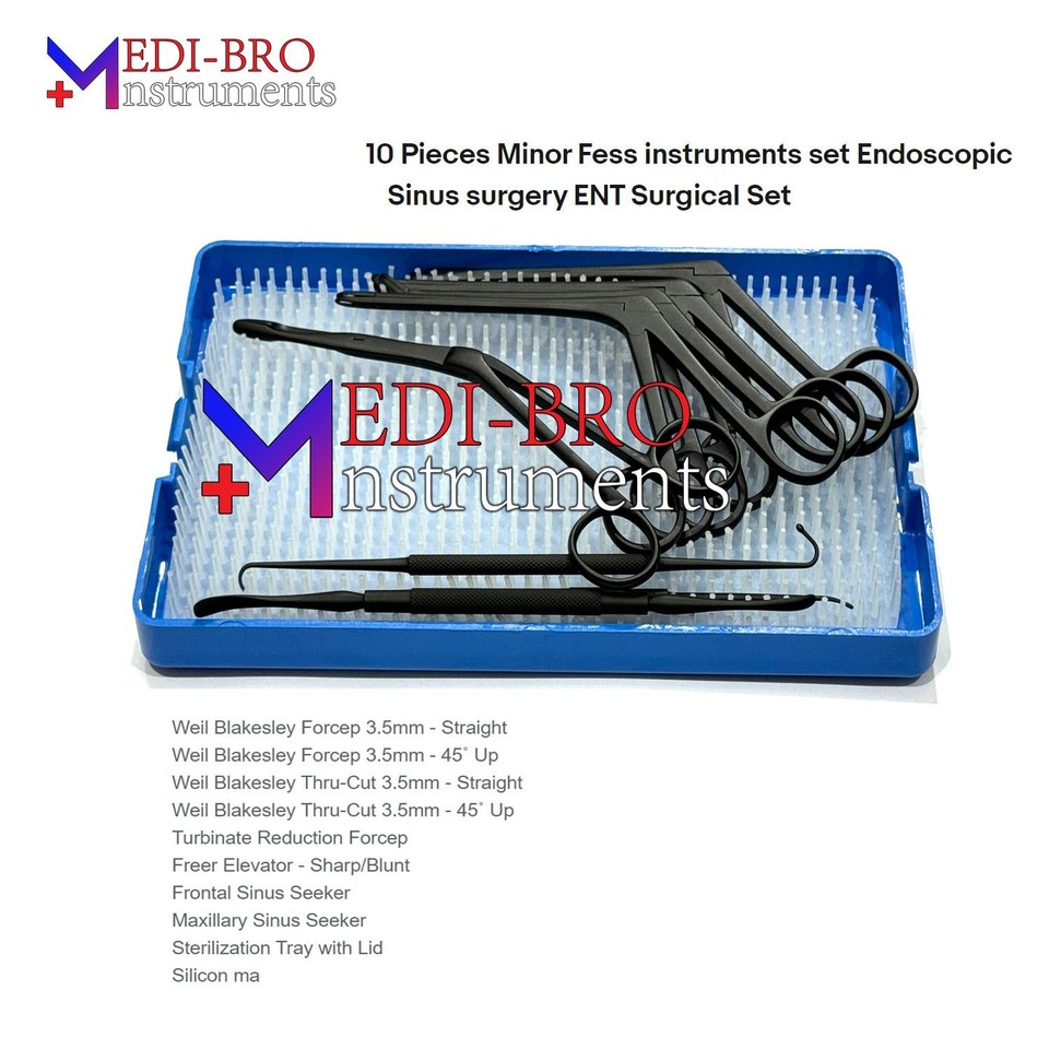10 Pcs Minor FESS Instrument Set Endoscopic Sinus Surgery ENT Surgical ...