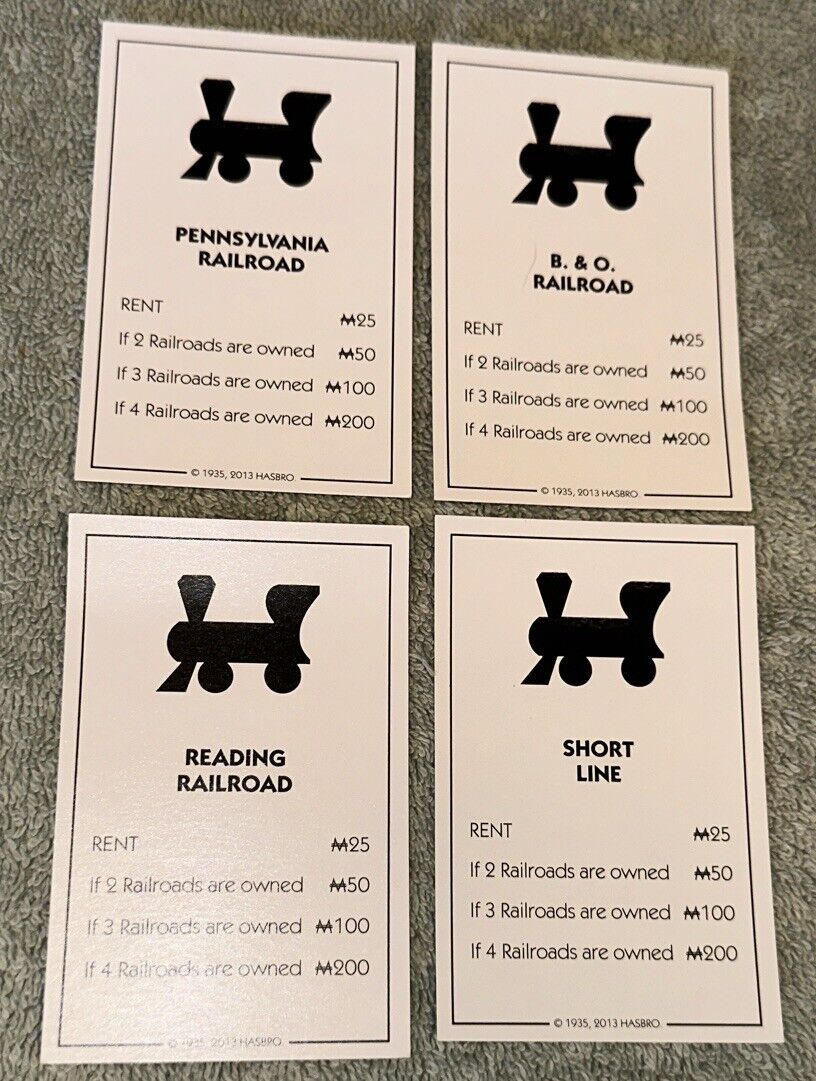 Monopoly Railroad Monopoly Railroad Set 4 Certificates From The