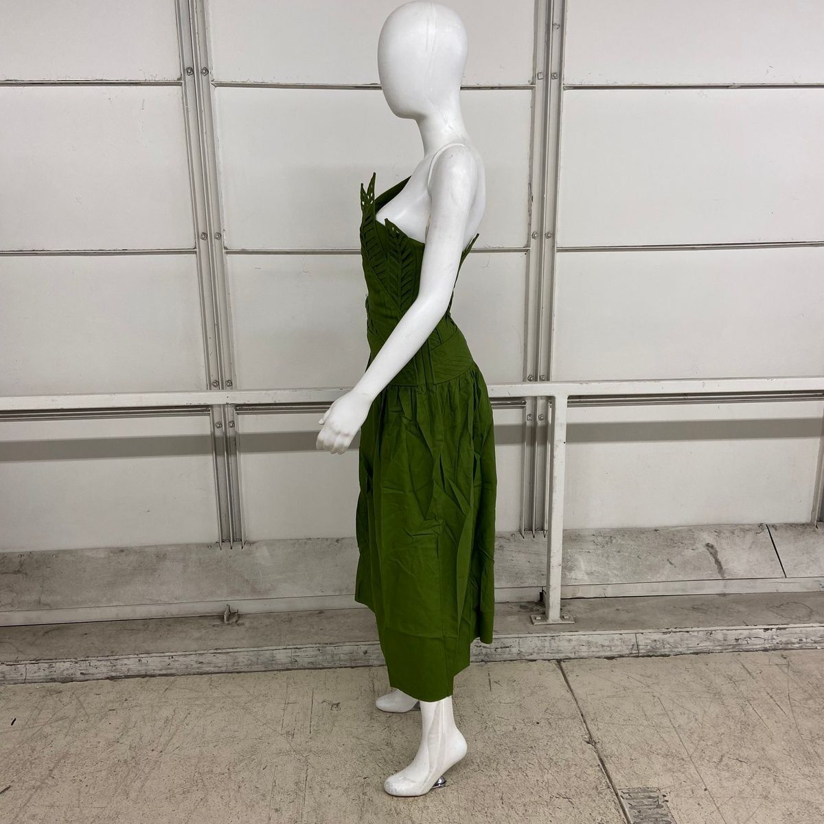 FARM RIO Leaves Cut Out Midi Dress Women's Size S Green