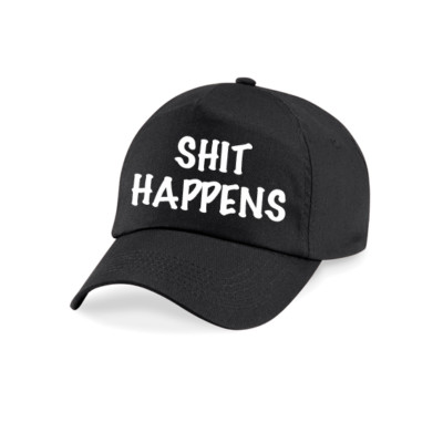 Sh%! HAPPENS Printed Baseball Cap Hat Funny Joke Drink STAG NIGHT fancy ...