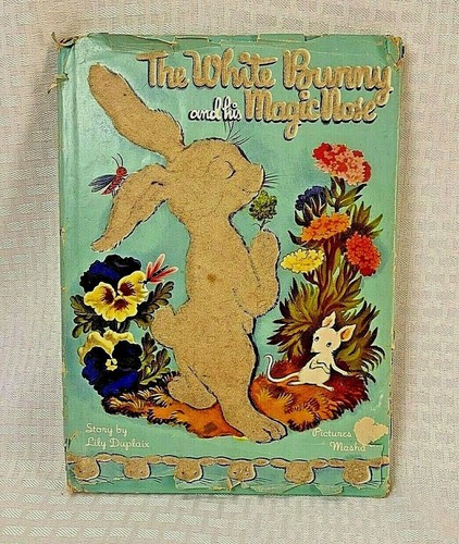 Vintage White Bunny and his Magic Nose Flocked Book 1945 READ ...
