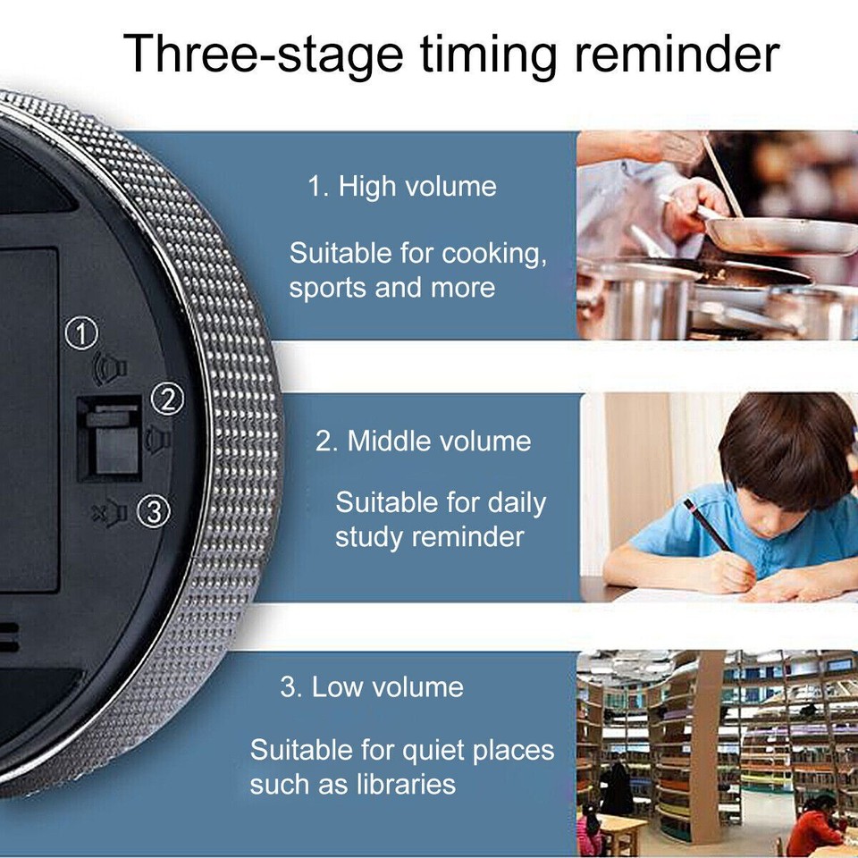 NEW Digital Round Timer Manual Countdown Alarm Rotary Clock Magnetic ...