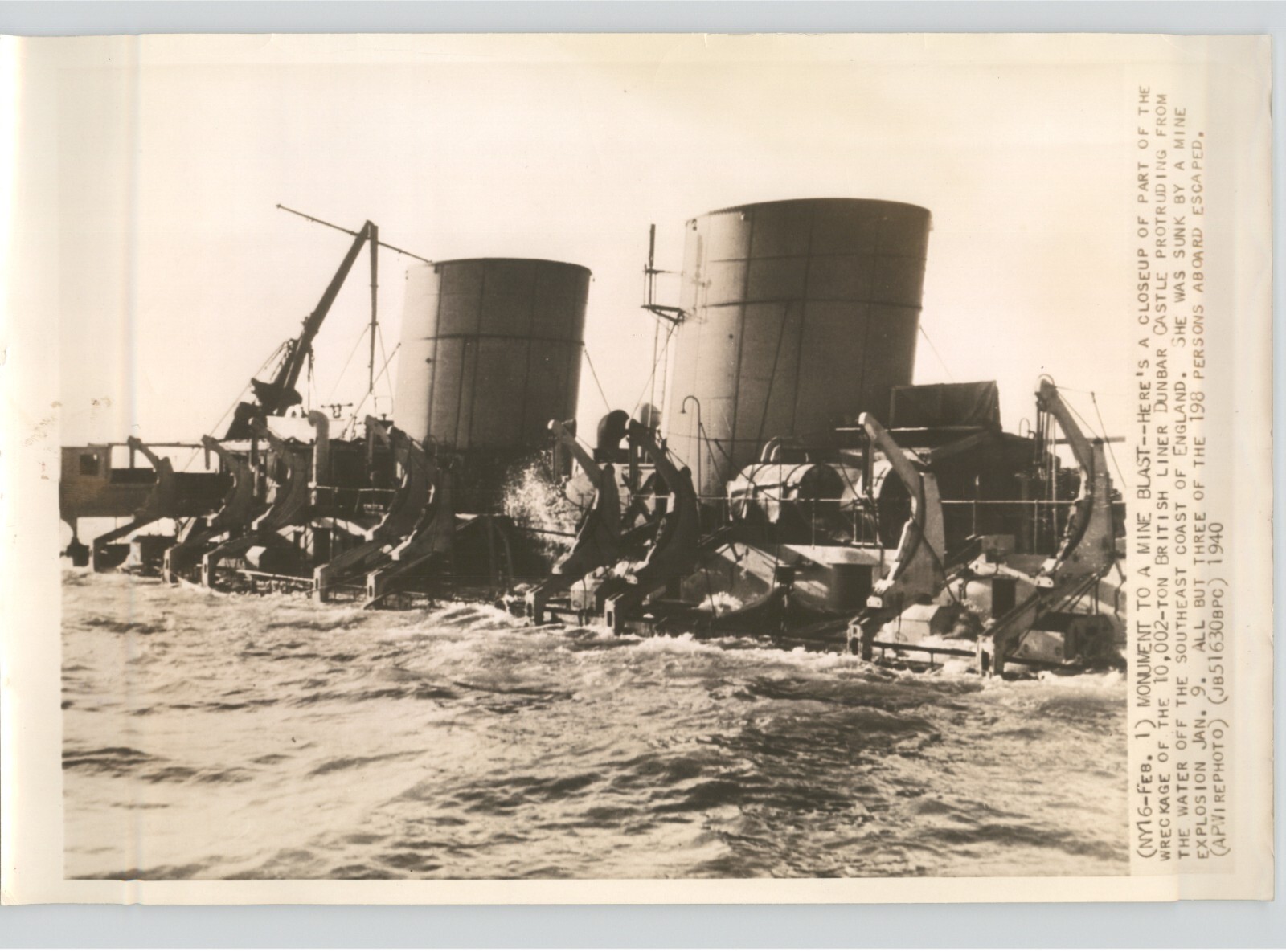 British LINER SHIP 'Dunbar' SINKS Mine Explosion VINTAGE WWII 1940 ...