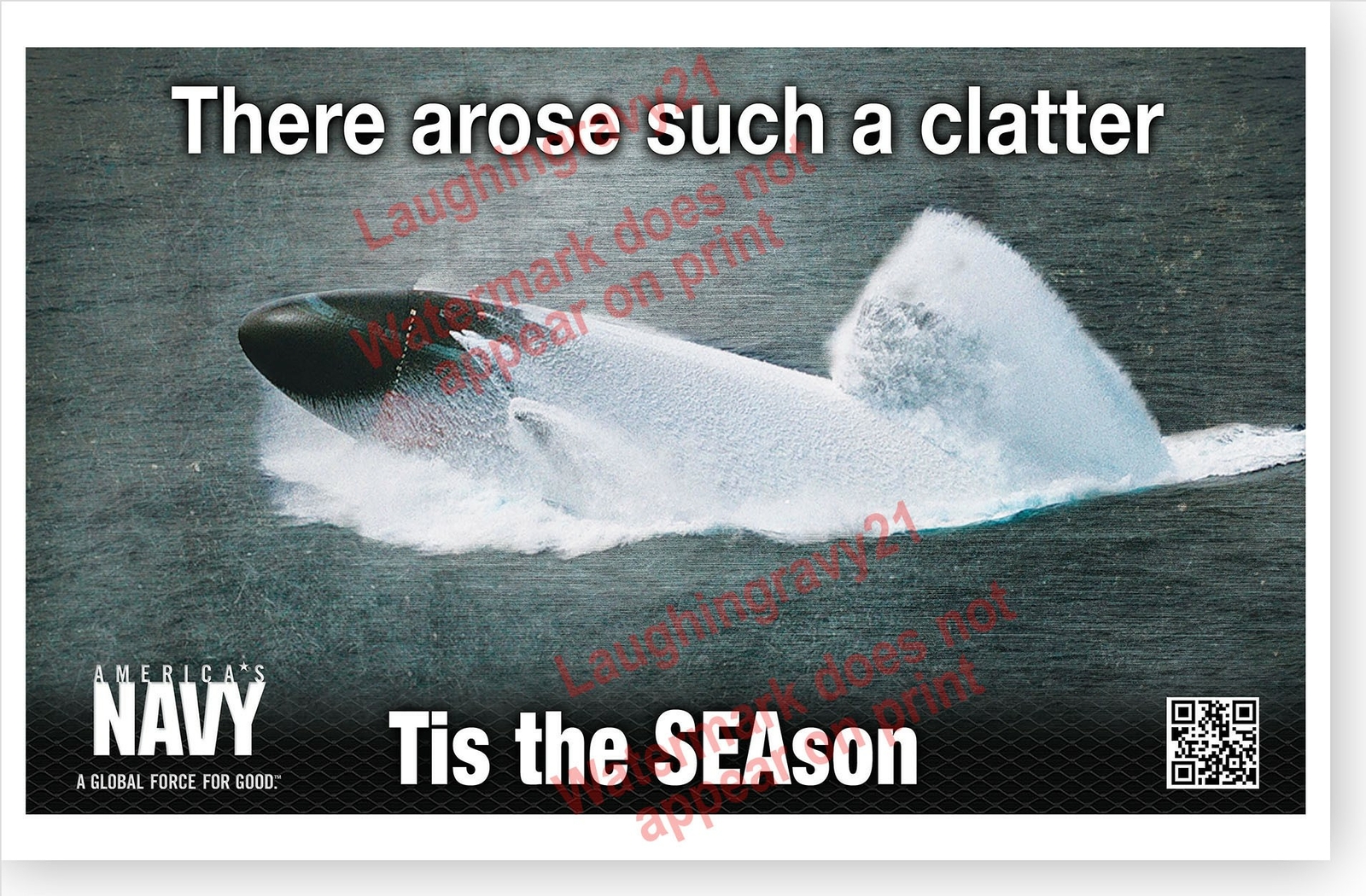 US Navy Tis The SEAson There Arose Such A Clatter 2011 Christmas Poster ...