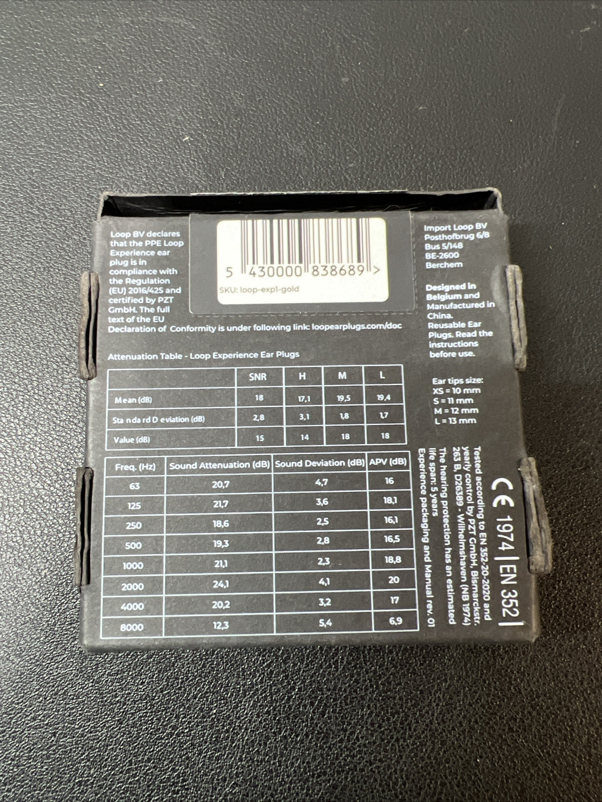 Loop Experience Ear Plugs for Noise Reduction GLORIOUS GOLD –18dB Black ...