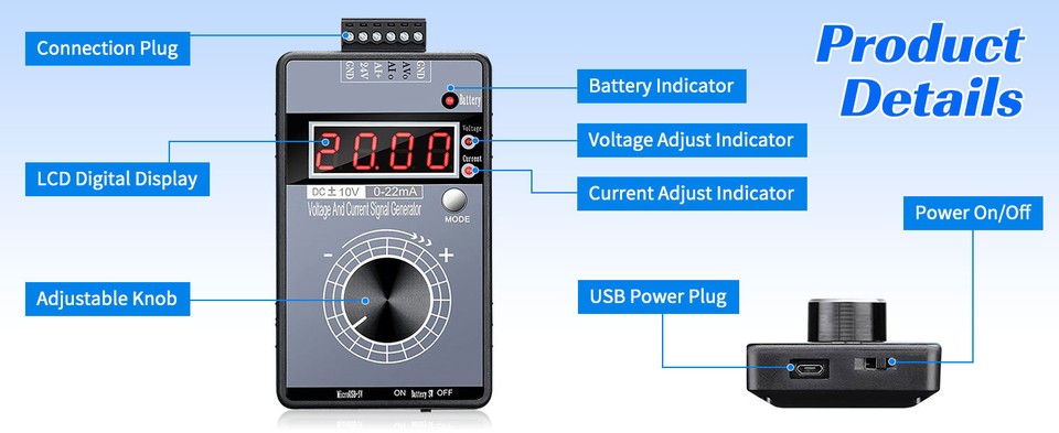 Adjustable 4-20mA Signal Generator Current Voltage Analog Simulator 0 ...