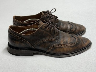 FRYE Paul Wingtip Oxford Loafers Men’s 11 Black/Brown Distressed ...