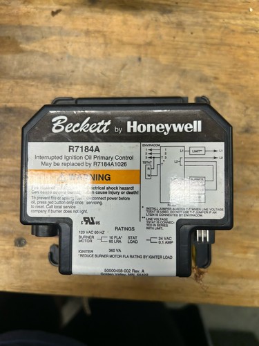 Honeywell R7184A 1075 Oil Burner Primary Control - Beckett AF AFG ...
