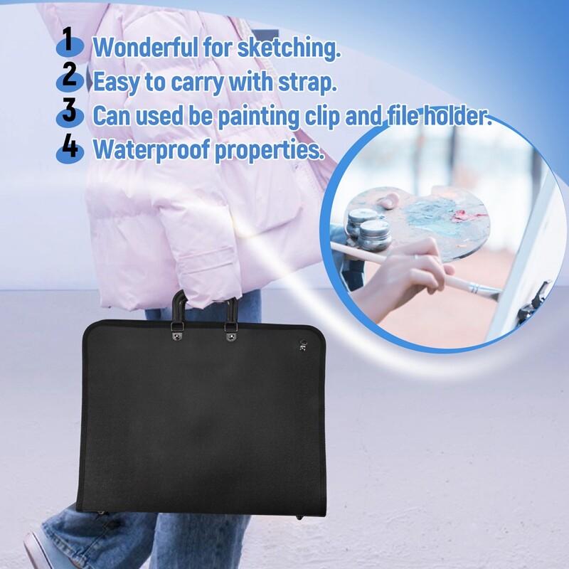 A3 Portfolio Expanding Folder File Organiser Office Document Carry Case ...