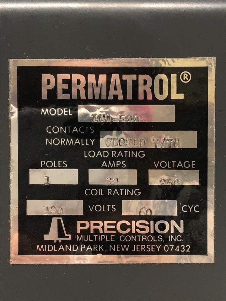 Permatrol LCA-500 Precision Normally Closed Contact 1Pole 30 Amps 120 ...