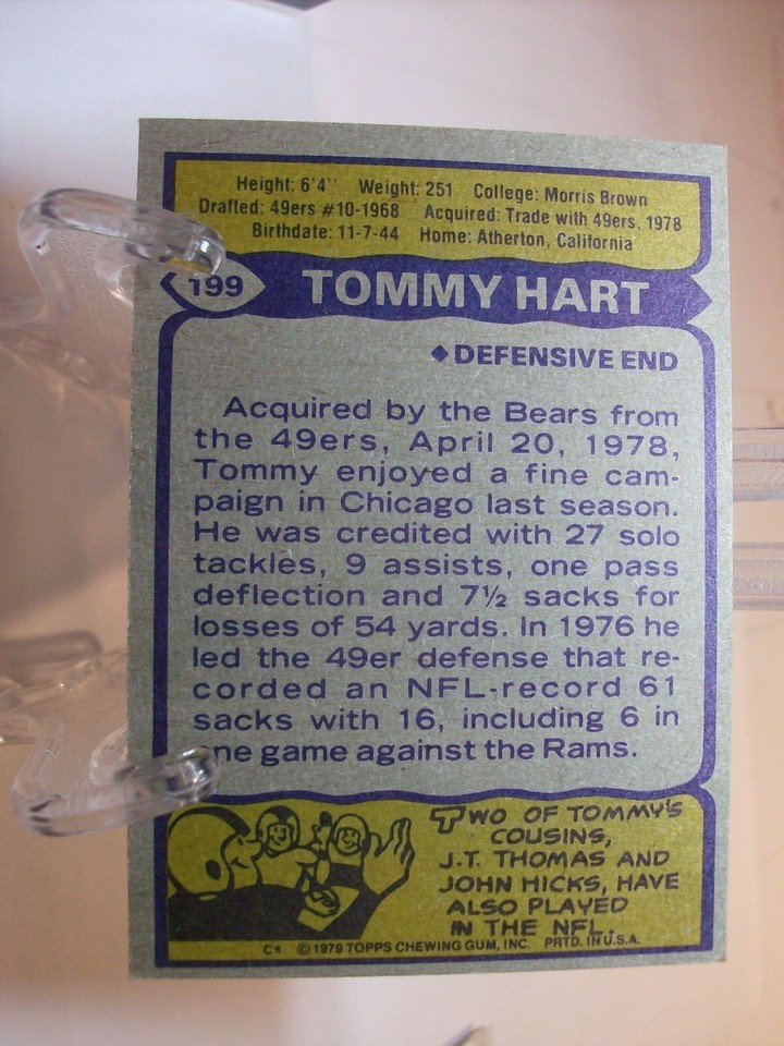 1979 Topps Football Card #199 Tommy Hart (88112) | eBay