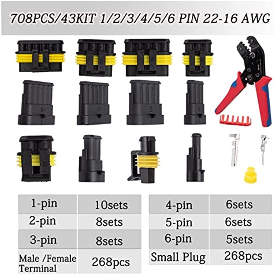 708Pcs Set 1-6 Pin Car Electrical Wire Connector Plug Kit Automotive ...