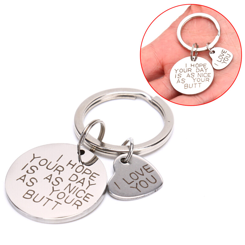 Engraved Pendants I Love You Key Chain Key Ring Jewelry Valentines day ...