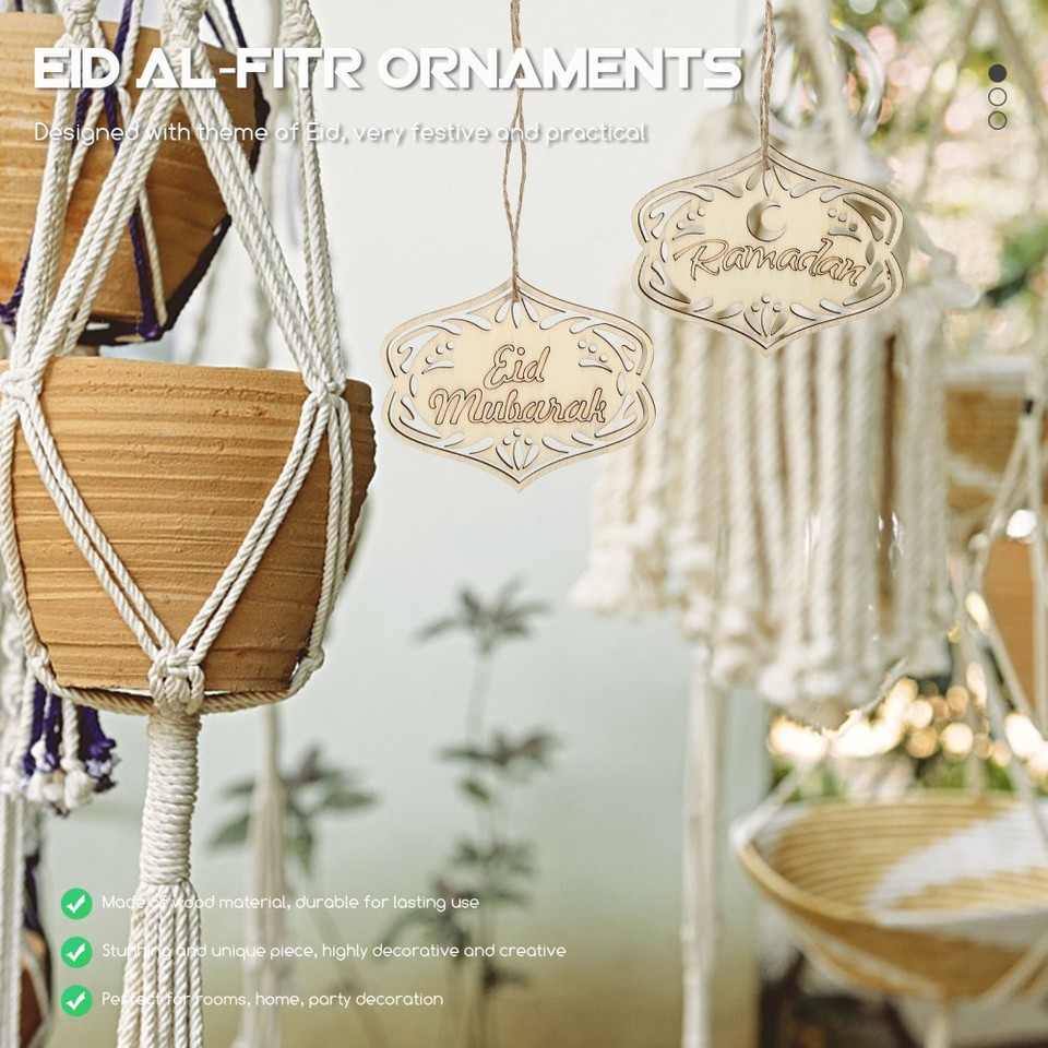 20PCS Wooden Eid Desktop Decoration Ramadan Hanging Ornament for Home ...