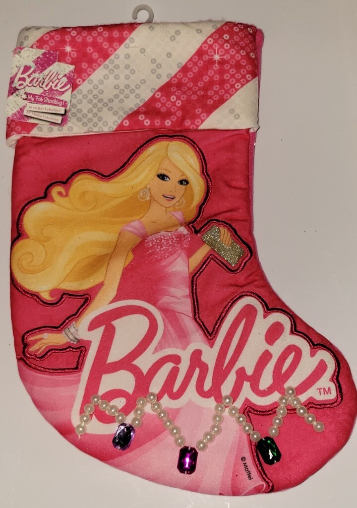 NEW 2013 Pink Vintage Bling Barbie Christmas Stocking with Jewels ...