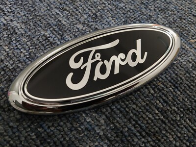 For Ford Badge black/Chrome 145x 60mm Front/Rear Emblem Focus Mondeo ...