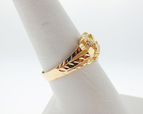 Genuine Diamonds Solid 18k Yellow Gold Nuggets Ring FREE Sizing | eBay