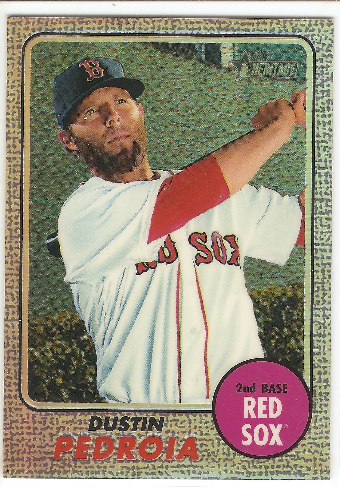 2017 TOPPS HERITAGE DUSTIN PEDROIA PURPLE REFRACTOR BASEBALL CARD THC ...