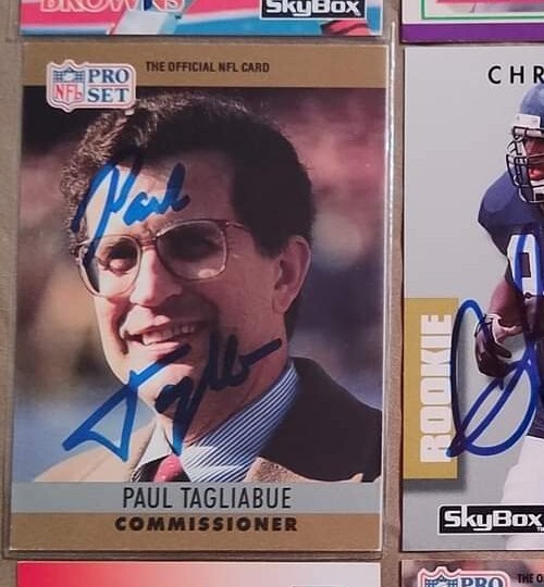 PAUL TAGLIABUE SIGNED AUTOGRAPHED CARD 1990 PRO SET NFL COMMISSIONER ...