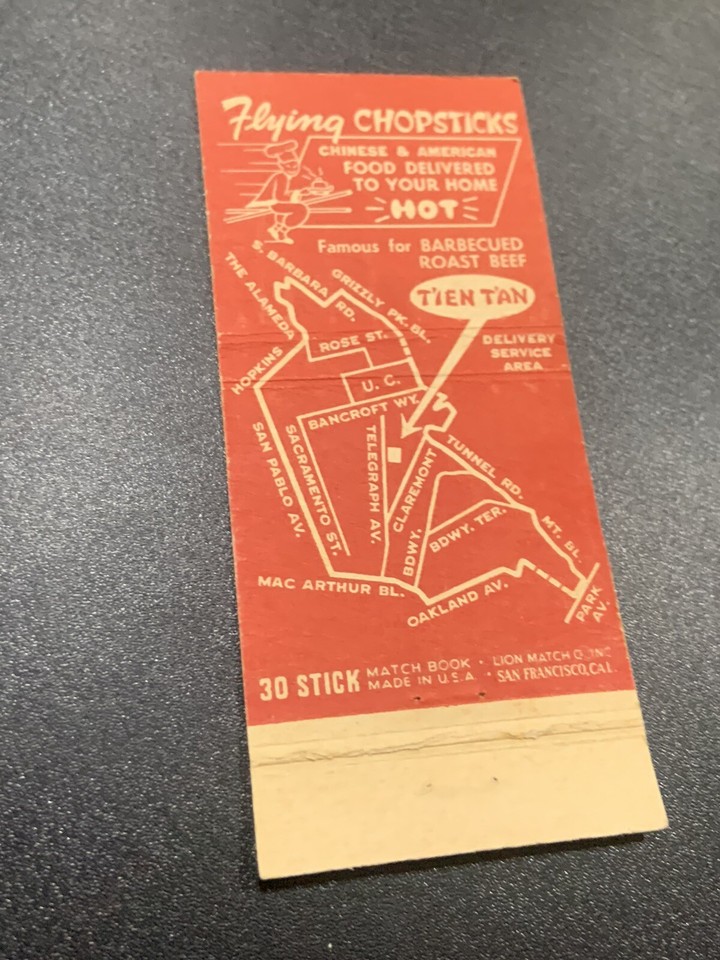 Vintage California Matchbook “Tien Tan - White Horse Inn” Oakland, CA ...
