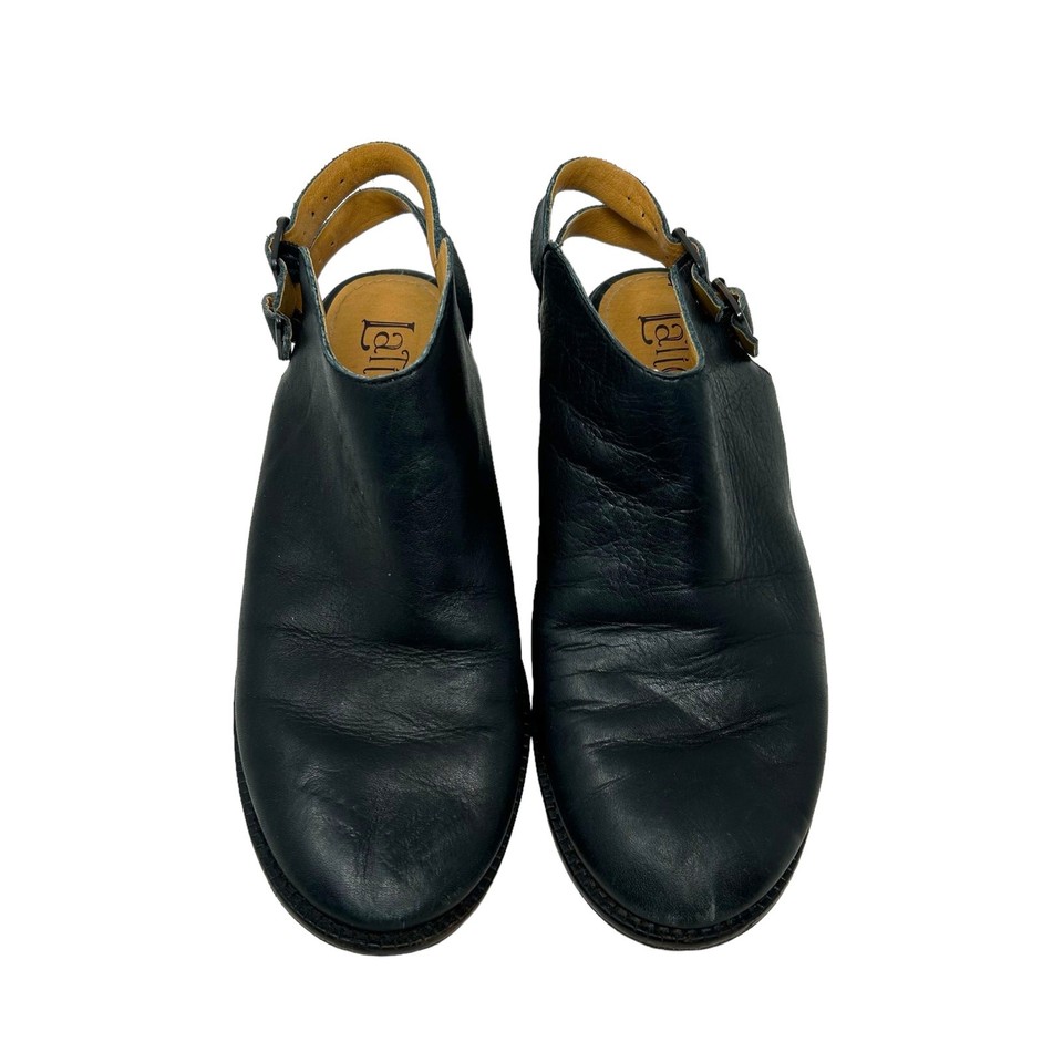 Latigo Cupcake Black Leather Open Back Booties Size 7 | eBay