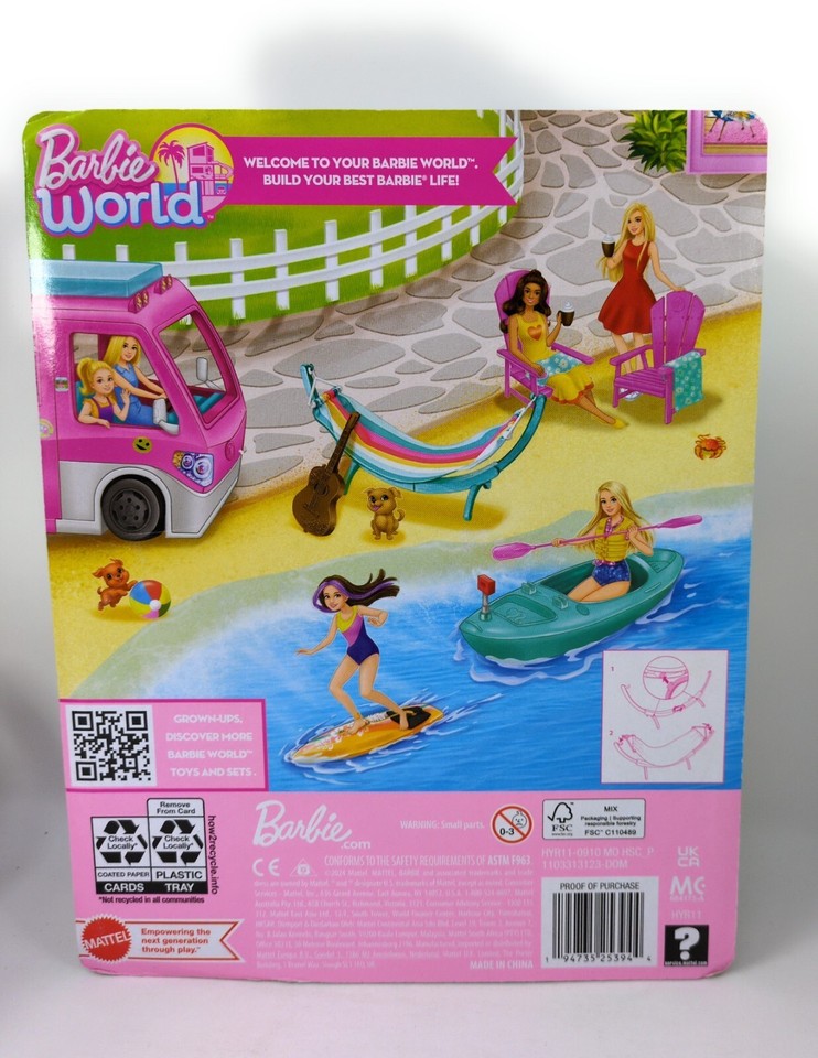 Barbie World Hammock Life Set with Swinging Hammock Guitar Dog Visor ...