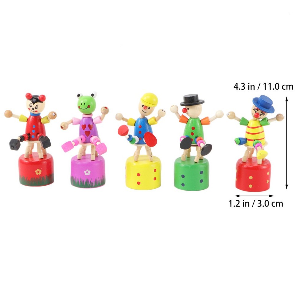 5 Pcs Wooden Toy Set Cartoon Clown Doll Child Funny Toys for Kids ...