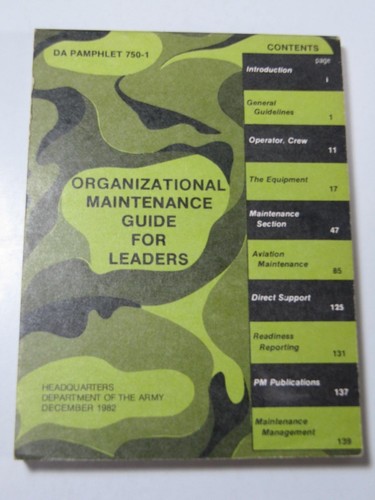 Organizational Maintenance Guide for Leaders Army- Dec 1982 DA Pamphlet ...