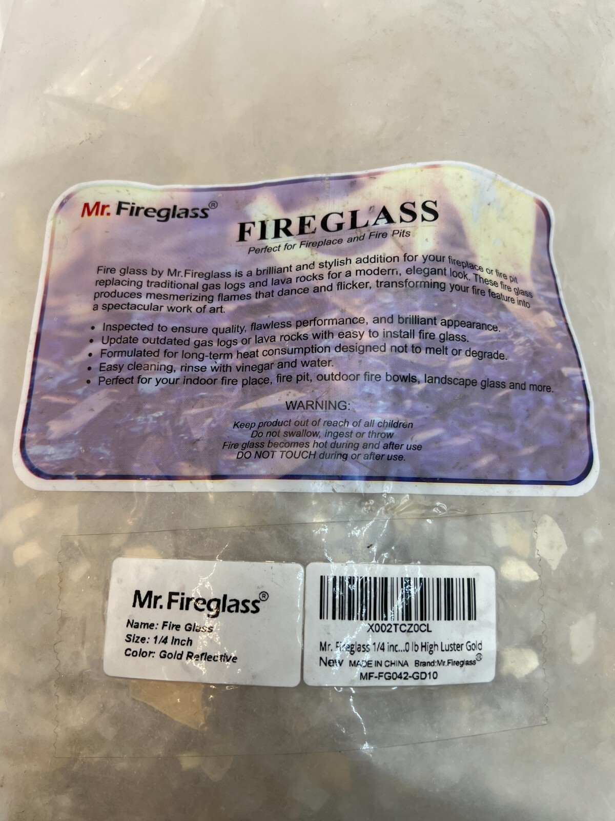 Mr. Fireglass 1/4 inch Reflective Fire Glass for Fireplace Fire Pit ...