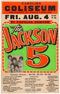1972 THE JACKSON 5 CONCERT POSTER WALL ART PRINT SIZE 11 X 17IN MICHAEL ...