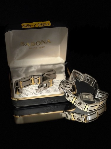 Sabona Bracelet Mens Executive Duet Matte Stainless Magnetic 346 | eBay