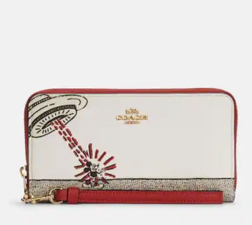 NWT Coach Disney Mickey Mouse X Keith Haring Long Zip Around Wallet ...