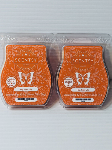 Scentsy Hey, Tiger Lilly Wax Bars Discontinued Lot of 2 New Ships w ...