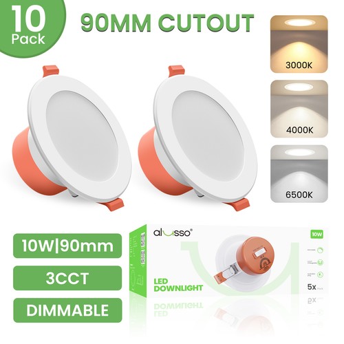 90mm LED Downlight Kit 10W Dimmable/Non-Dim Tri Color Daylight with AU ...