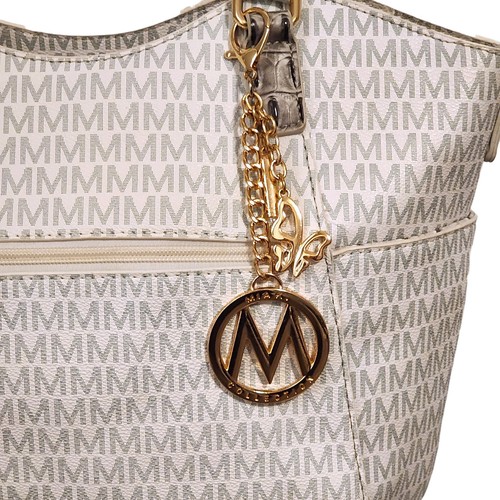 MKF Collection Purse Miriam Monogram Print Satchel Bag White Grey by ...