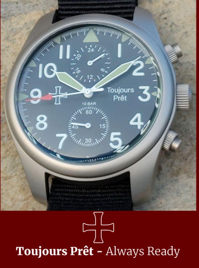 Toujours Pret GMT military field watch. Blasted stainless steel - domed ...