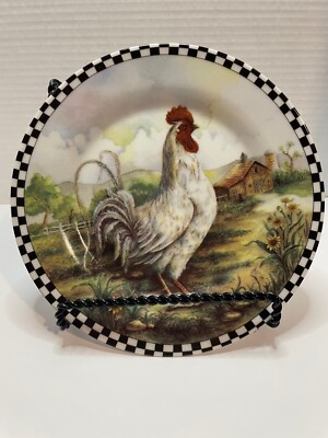 Set Of 4 Decorative 8.25" Round Rooster / Chicken Farmhouse Plates Set ...