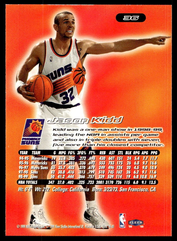 1999 Ultra 36 Jason Kidd Phoenix Suns Basketball Card | eBay