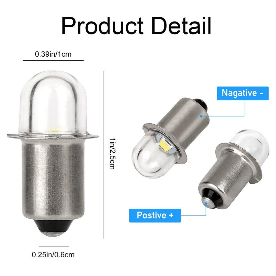 2-10PCS P13.5S LED Flashlight Torch Lamp Bulbs Upgrade Bright White ...