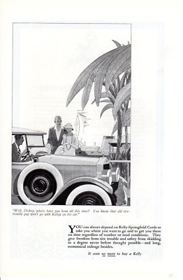 1924 Vintage print ad Kelly Springfield Tires Beautiful art Elgin ...
