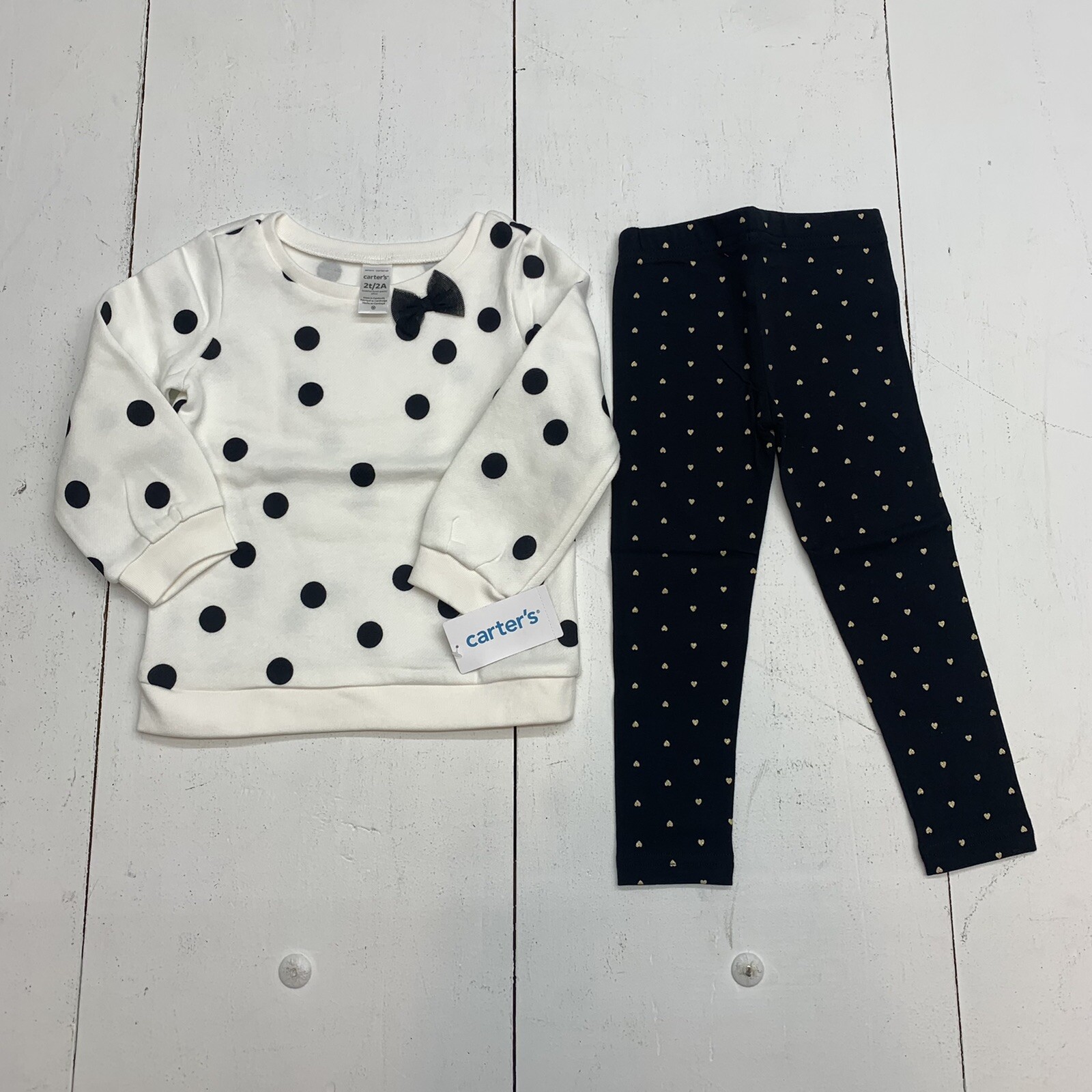 Carters Girls Black And White 2 Piece Set Size 2T