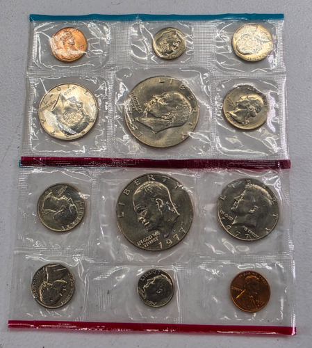 ☆1 Set from Lot☆ 1977 P D Uncirculated Coin US Mint Set - Flat Packs No ...