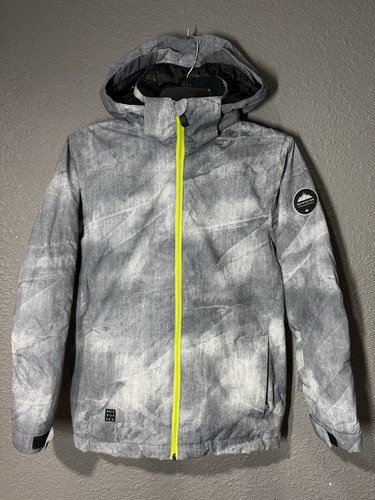 Youth Quicksilver Large Snowboarding Coat Gray And Lime Green Winter ...