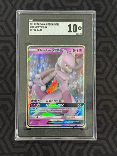 2019 POKEMON HIDDEN FATES, HOLO Ultra Rare #31/68 MEWTWO GX, SGC 10 GEM ...