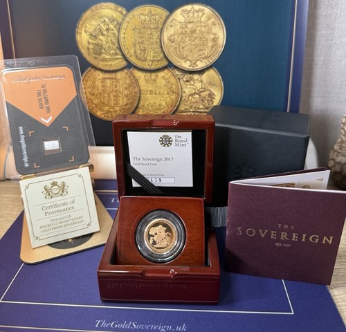 2017 Elizabeth II Proof Gold Full Sovereign Box& COA 200th Anniversary ...