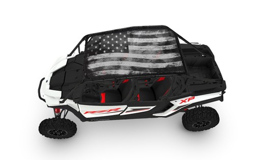 Polaris RZR /XP 1000 4 door UTV Tactical USA Flag Mesh Roof, Dust ...