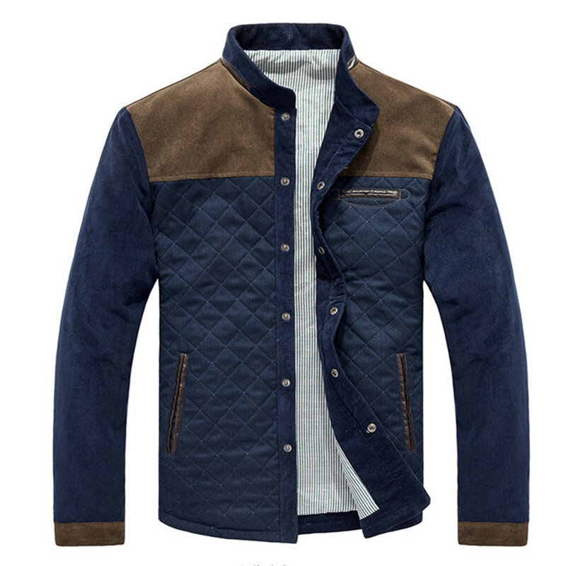Zipper Side Seam Pocket Thickened Hoodless Casual Men's winter Jacket ...