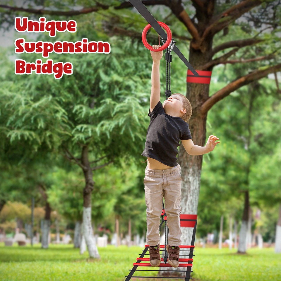 Ninja Warrior Obstacle Course 50ft Ninja Rope with Suspension Bridge ...