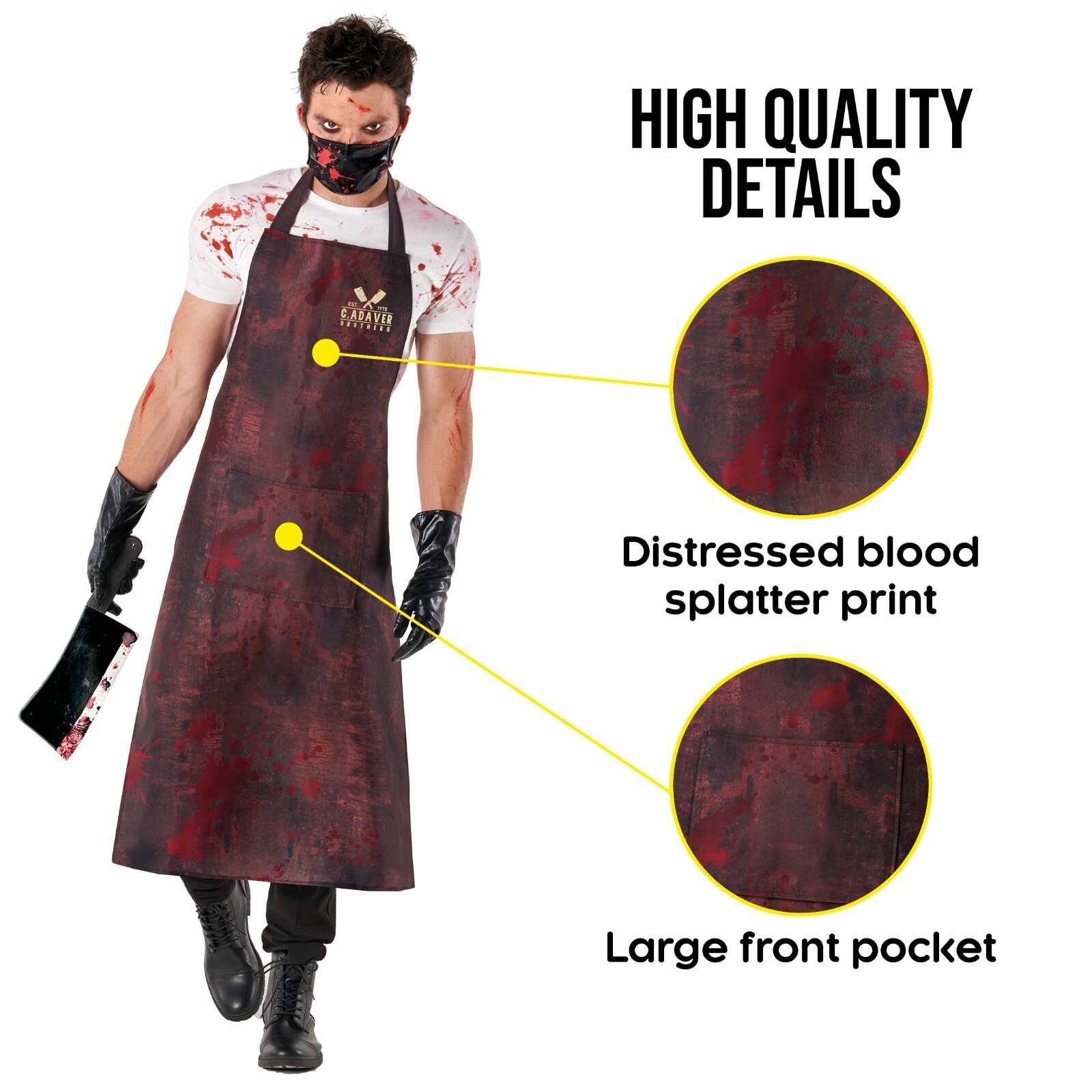 Adult Bloody Butcher Costume Men`s Women`s Killer Surgeon Halloween ...